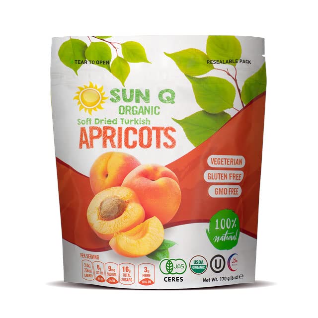 Amazon.com: SUN Q SUNQ ORGANIC SOFT DRIED TURKISH APRICOTS, 170g ...