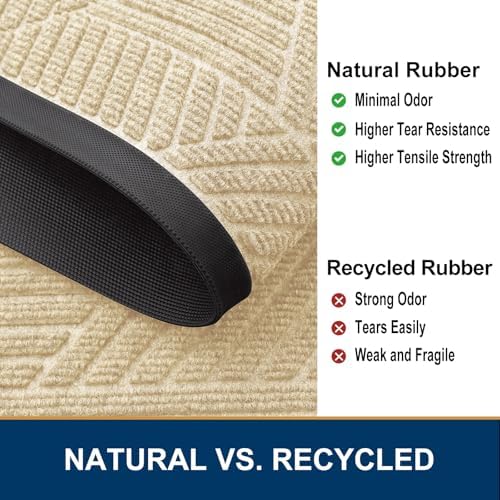 Smiry Front Door Mat Outside Entrance, Heavy Duty Sturdy Natural Rubber ...