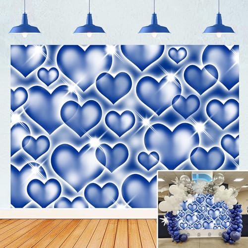 Amazon.com : Blue Heart Backdrop Early 2000s Sweetheart Photography ...