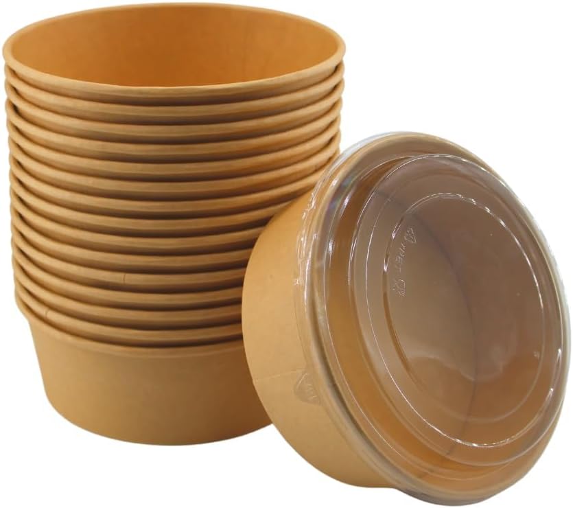 BIOZOYG Saladier jetable bio vaisselle jetable bols à soupe marron rond ...