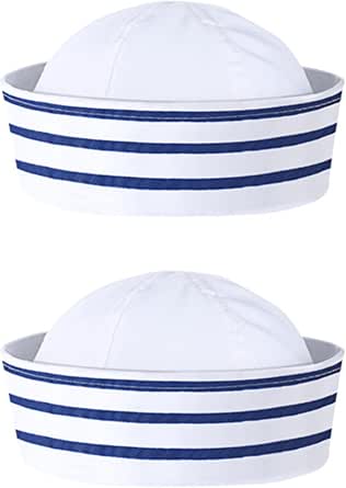Amazon.com: Boao 2 Pcs White Sailor Hats Captain Hats Sailor Ship ...