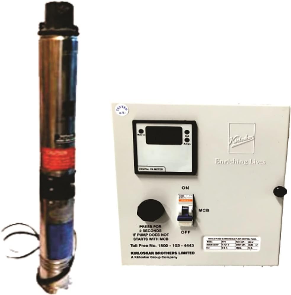 CRI Submersible Pump 1.5 HP 15 Stage with Digital Control Panel, 4inch borewell, Oil Filled ...