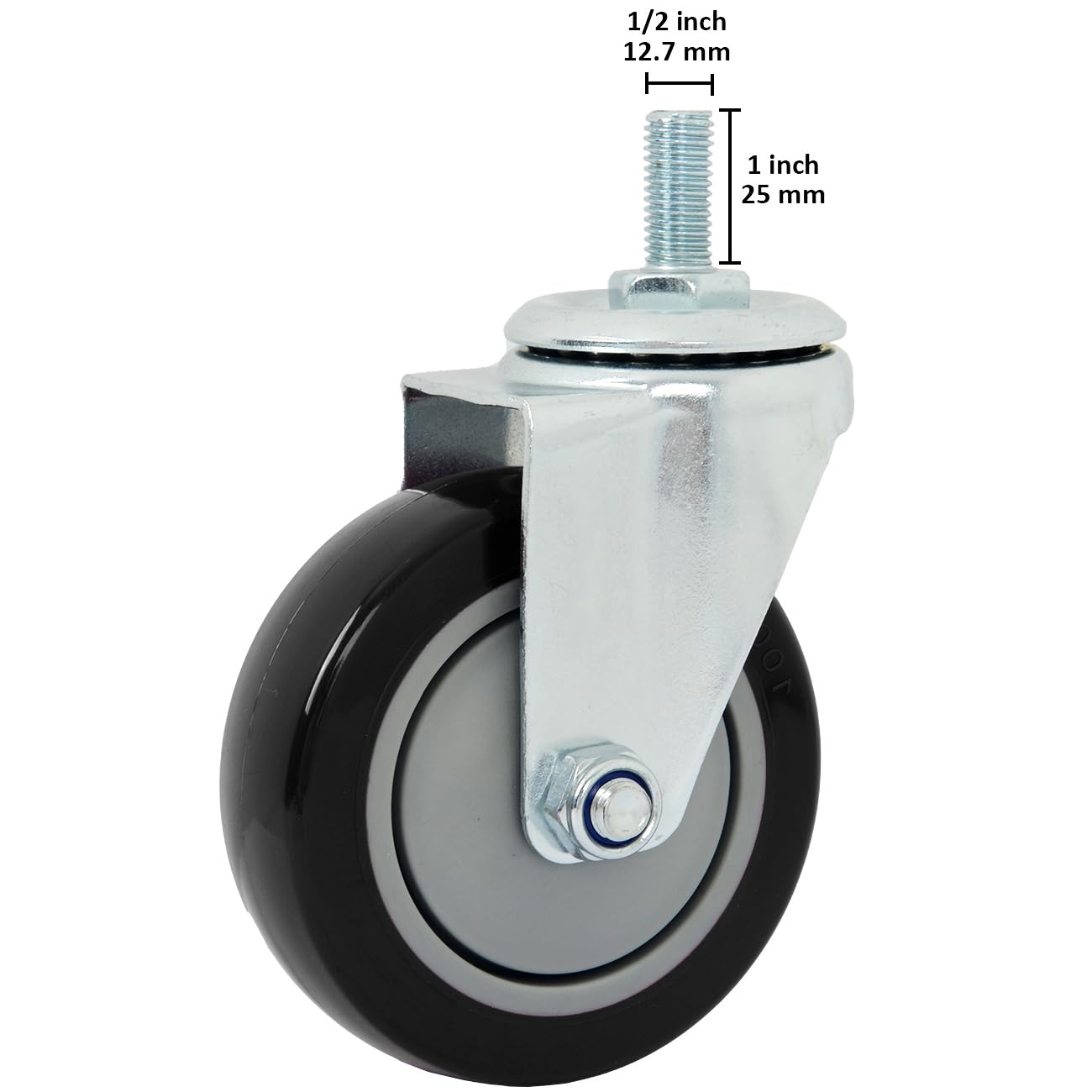 Finnhomy Swivel Caster Wheels 4 Inch Threaded Stem Casters Set of 4 ...