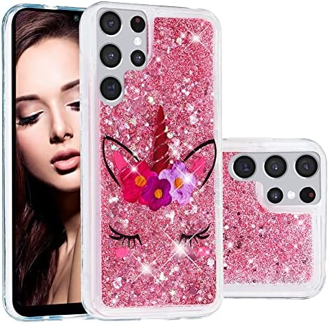 IMEIKONST Compatible with Samsung Galaxy S22 Ultra Case, Glitter Liquid Quicksand Transparent ...