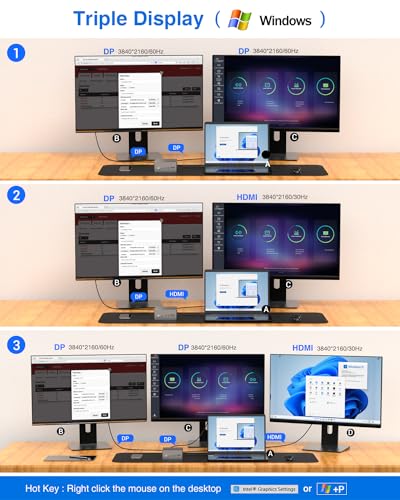 Tiergrade Upgraded Universal USB-C 4K Triple Display Docking Station ...