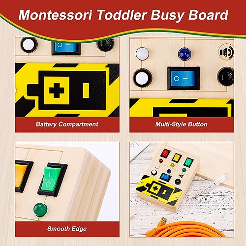 PEUTIER LED Light Switch Busy Board, Wooden Montessori Busy Board ...