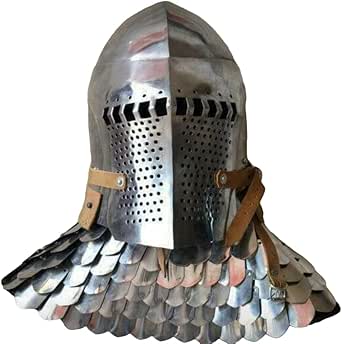 Amazon.com: Antique Handmade Armor LARP Close Helmet Medieval Knight ...