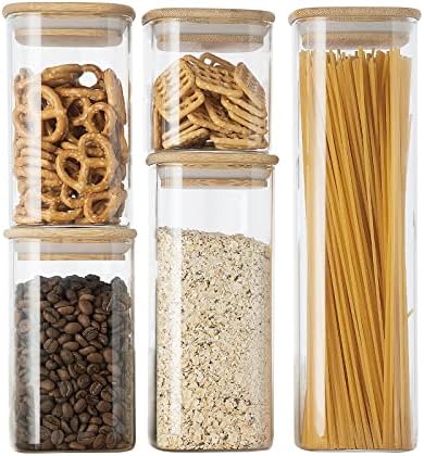Amazon.com: GC GENICOOK Glass Food Storage Jars,Spaghetti Pasta Storage ...