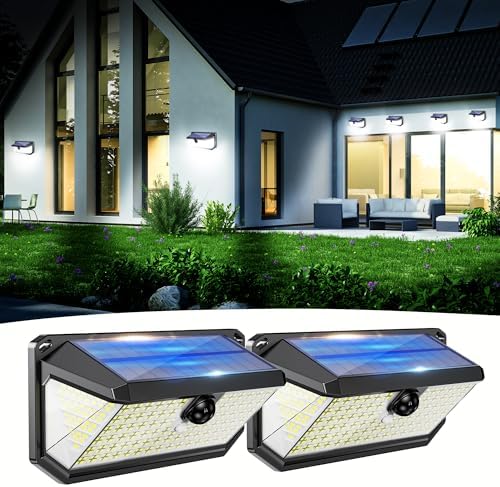 Aootek New Solar Motion Sensor Lights 120 LEDs with Lights Reflector ...