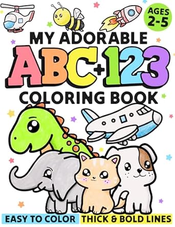 Amazon.com: My Adorable ABC + 123 Coloring Book: Letters, Numbers and ...
