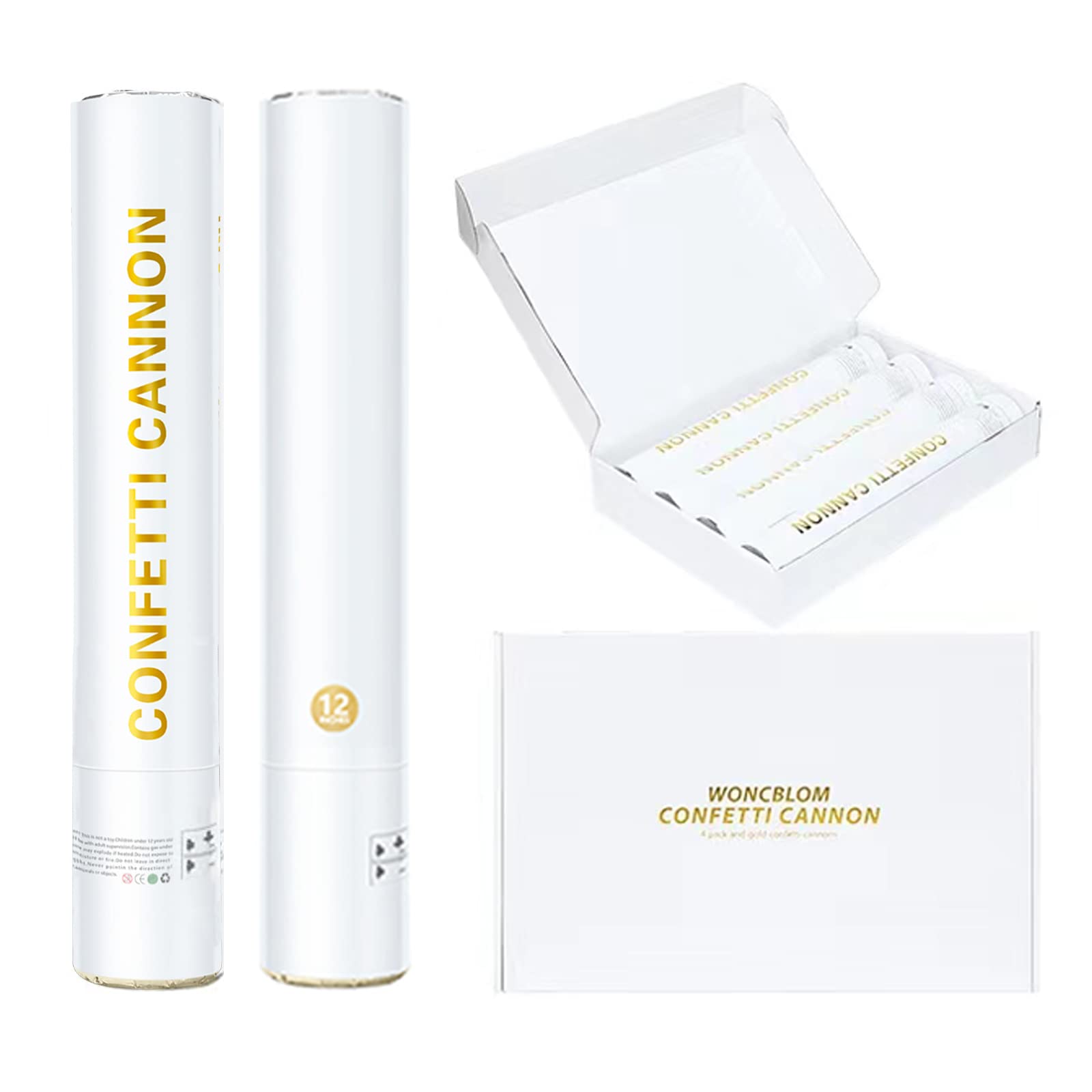 WONCBLOM Confetti Cannon Gold Confetti Poppers 12 Inches Party Poppers ...