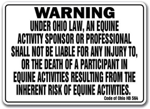 Amazon.com: Ohio Equine Sign Activity Liability Warning Statute Horse ...