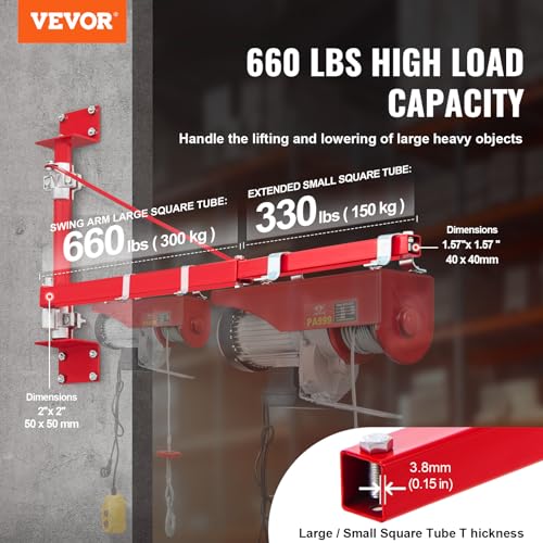VEVOR Wall Mount Jib Crane, 660 lbs Max Load Capacity Electric ...