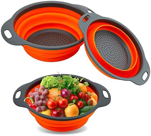 Amazon.com: 2Pcs Collapsible Colanders Round Silicone Kitchen Strainer ...