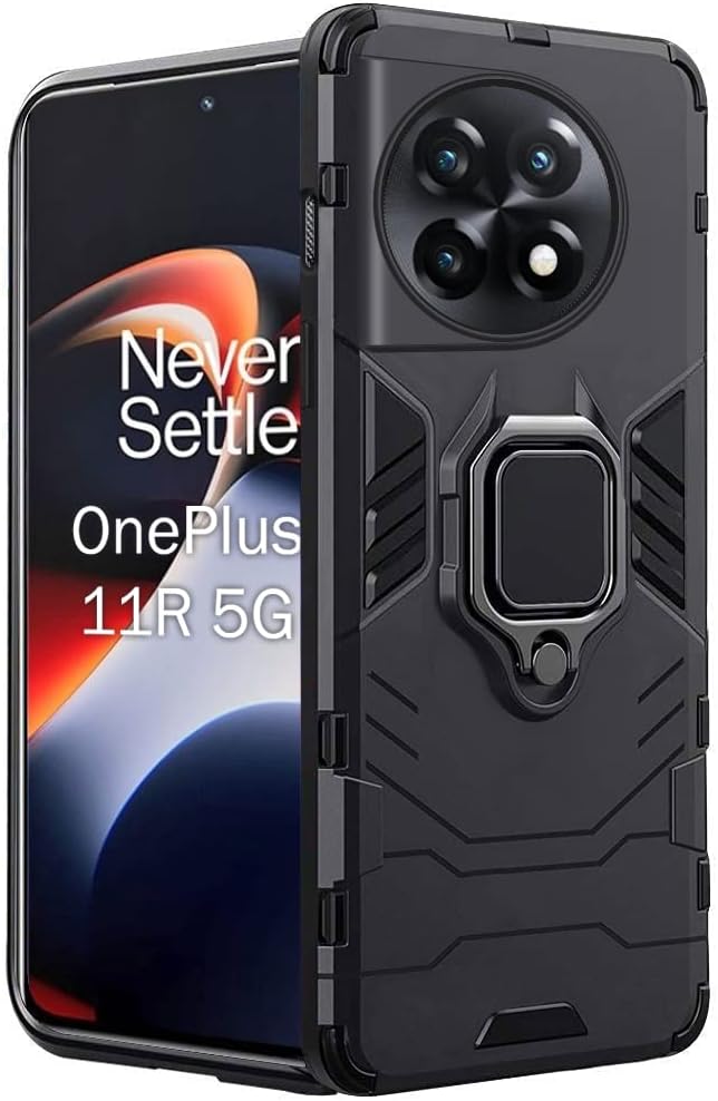 TheGiftKart Tough Armor Bumper Back Case Cover for OnePlus 11R 5G | Ring Holder & Kickstand in ...