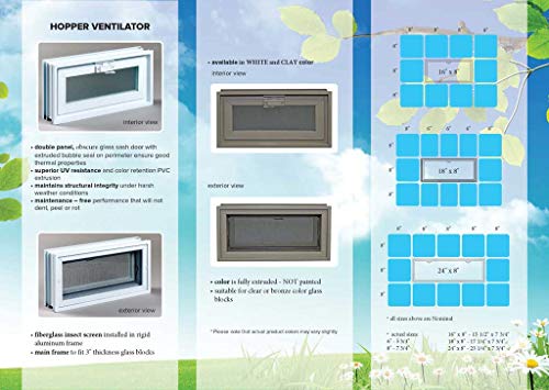 Glass Block Vent – 24×8 Vinyl Hopper Vent – Stout Sheds