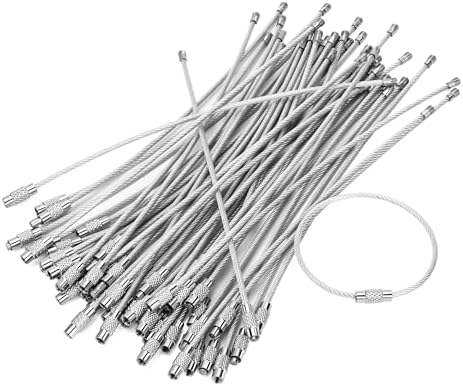 Amazon.com: 50 Pcs Silver Wire Keychain Cable,Nylon Coated Stainless ...