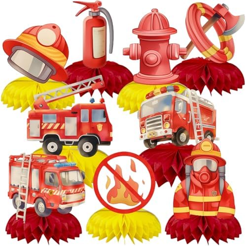 Amazon.com: 9 Pcs Firetruck Birthday Decorations Fire Hydrant ...