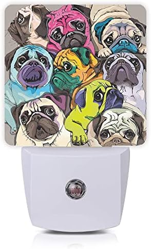 Axayaz Pug Dog Night Light Cute Animal White Puppy Black Ears Eyes Plug ...