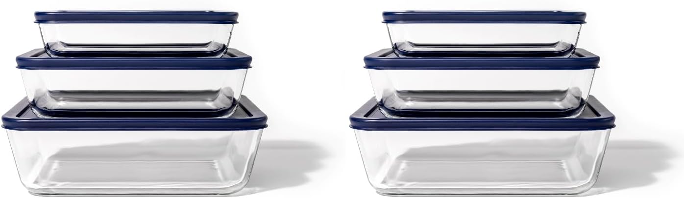 Amazon.com: DURA LIVING 12-Piece Glass Food Storage Containers Set (6 ...