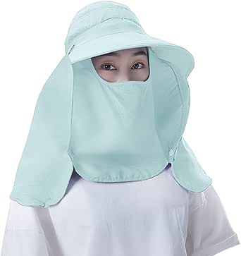 Fishing Hat with Removable Neck Flap & Face Cover Sun Hat for Men Women ...