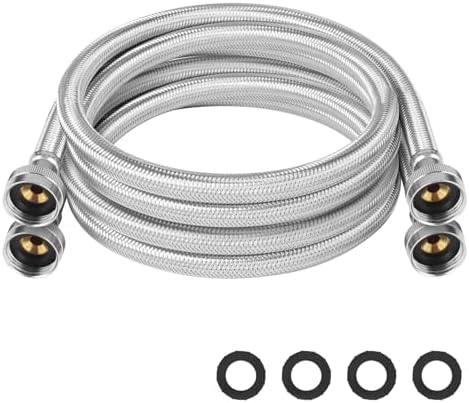 Amazon.com: 2-Pack Premium Stainless Steel Washing Machine Hoses - 8 ...