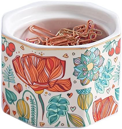Amazon.com : YOSCO Paper Clip Holder Ceramic Octagon Marbling Paper ...