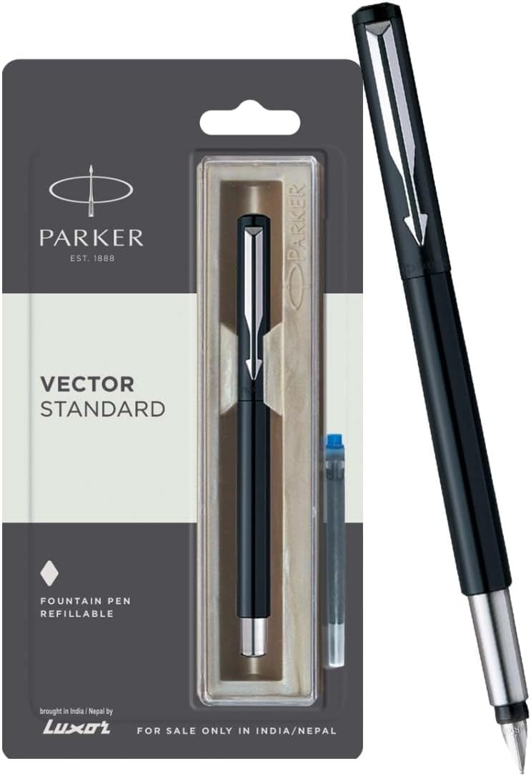 Parker Vector Standard Fountain Pen| Black Body Color With 1 Ink ...