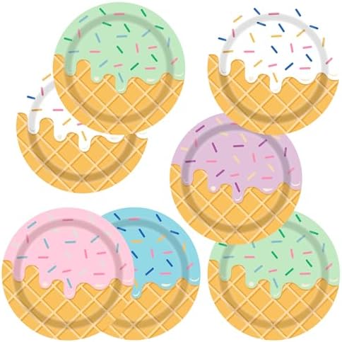 Amazon.com | Willinglong 48 Pcs Ice Cream Party Plates 9 Inch ...