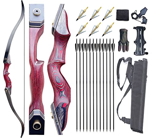GOLRESOL 60″ Archery Bow and Arrows Set for Adults Takedown Recurve Bow ...