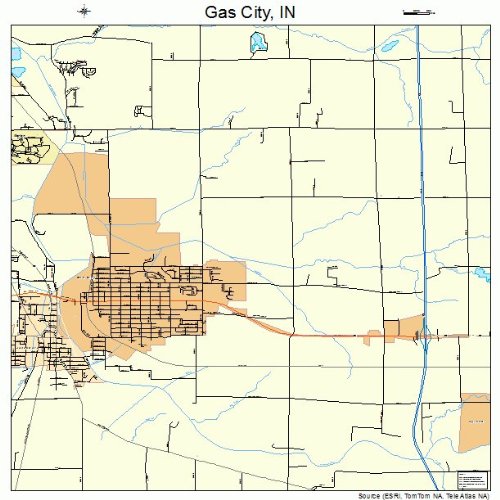 Amazon.com: Large Street & Road Map of Gas City, Indiana IN - Printed ...