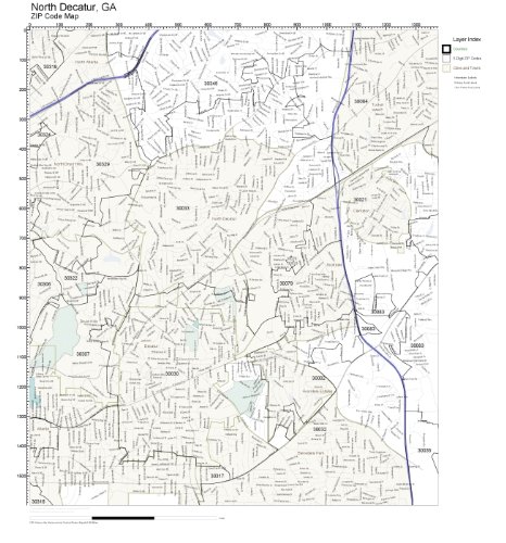 ZIP Code Wall Map of North Decatur, GA ZIP Code Map Not Laminated ...