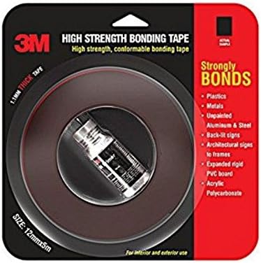 3M Hi Strength Bond Tape Pack Of 2 (12 mm x 5 m + Primer, Grey ...