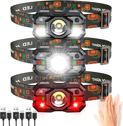 Amazon.com: Zekory Headlamp Rechargeable, Head Lamp with Motion Sensor ...