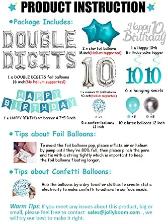 10th Birthday Decorations Girl Teal Double Digits Birthday Party ...