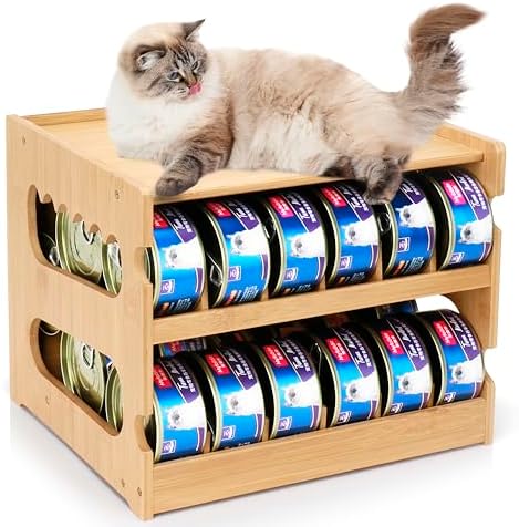 Amazon.com: PLITTPETTS Bamboo Can Organizer for Pantry, 2 Tier Canned ...