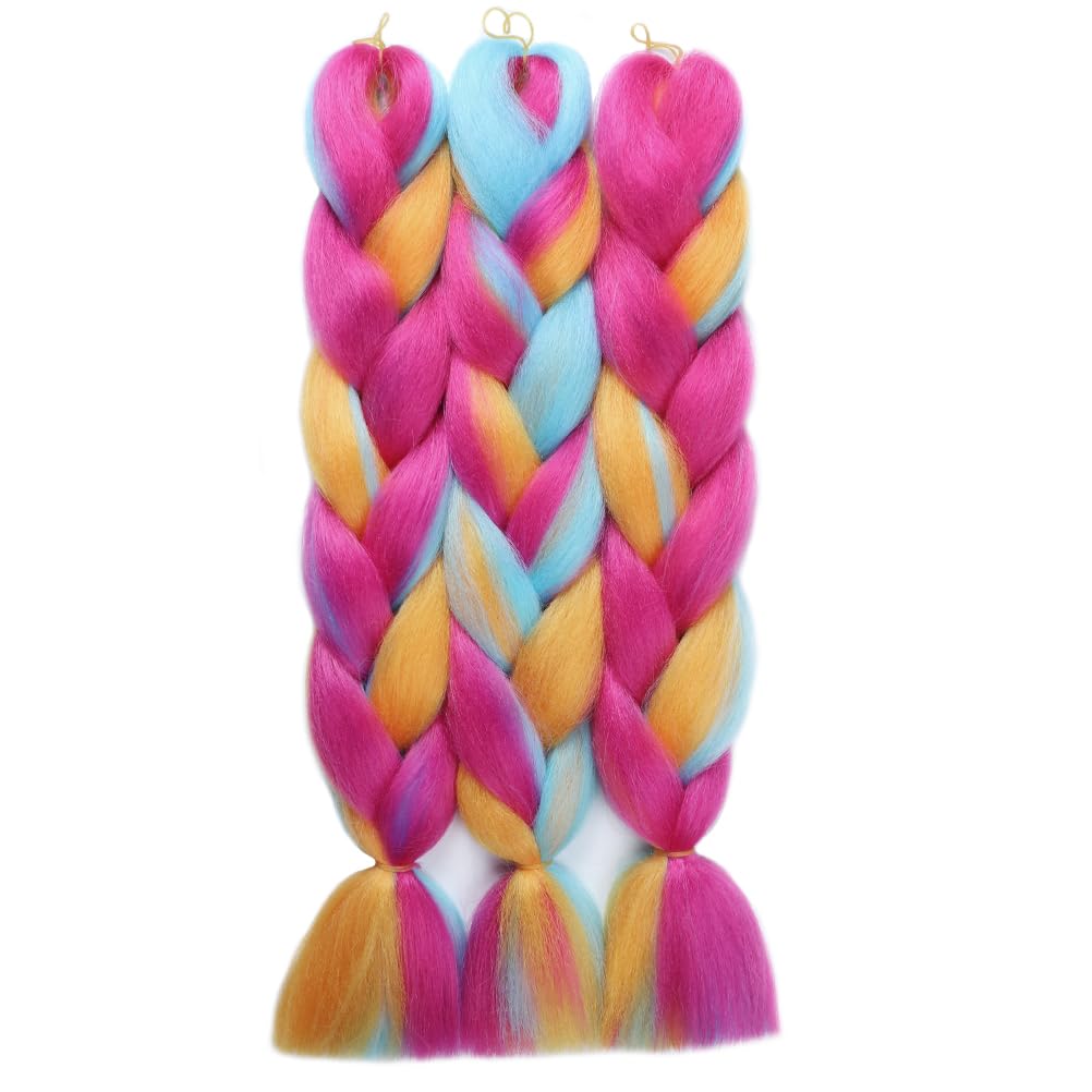 Amazon.com : Xiaofeng Colorful Ombre Braiding Hair Extensions 24 Inch 3 ...