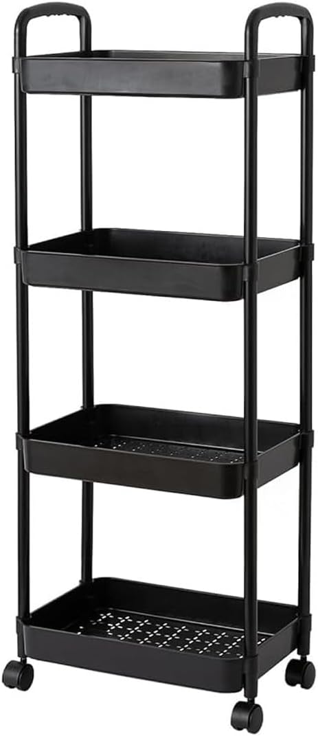 Amazon.com: 4-Tier Slim Rolling Storage Rack - Durable PP Plastic ...