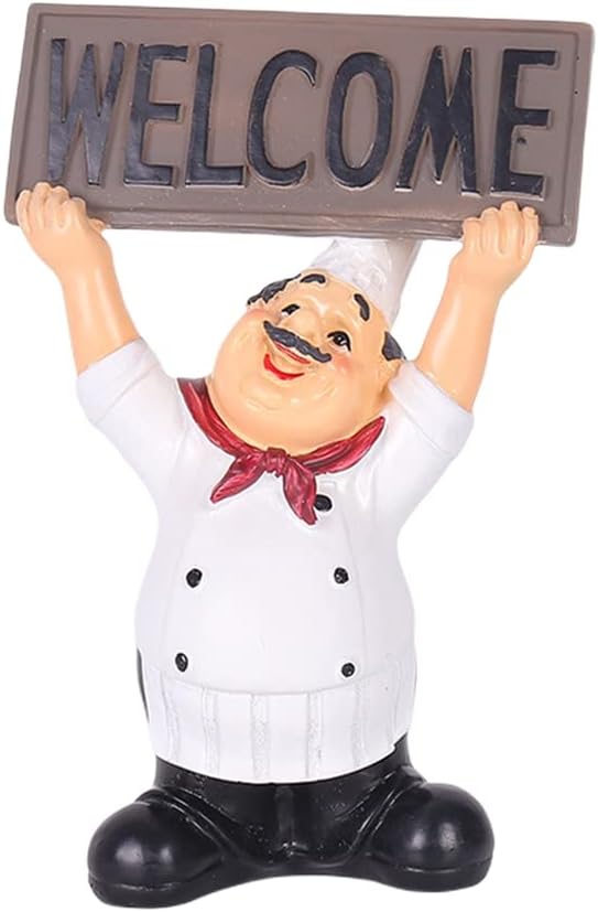 Amazon.com: Ochine Italian Chef Figurines Kitchen Decor Holding Welcome ...