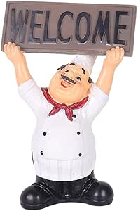 Amazon.com: Ochine Italian Chef Figurines Kitchen Decor Holding Welcome ...