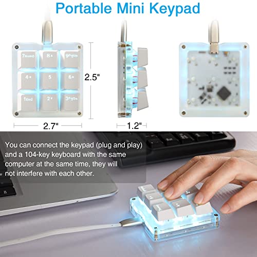 Snapklik.com : Mechanical Numpad Macro Keyboard, 9-Key Numeric Keypad ...