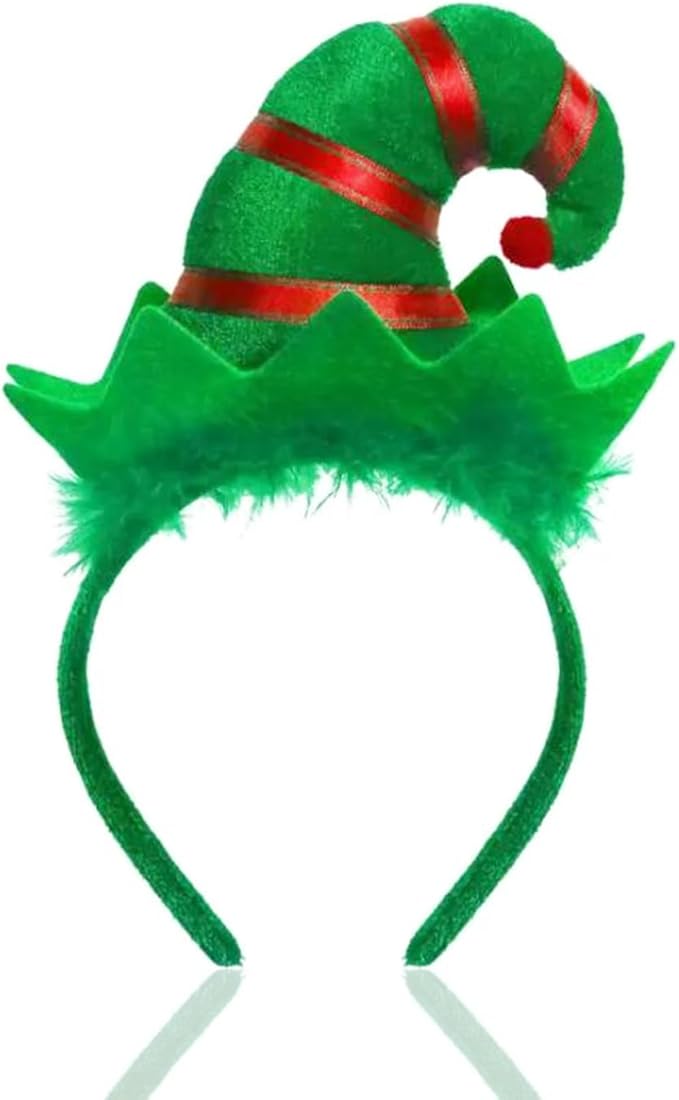 Amazon.com: Elf Headband and Ears - Green Kids Christmas Headwear ...