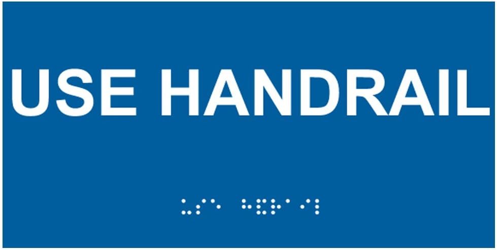 Amazon.com: ADA Use Handrail Braille Sign RSME-620-WHTonBLU Stairway ...