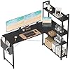 Amazon.com: Treesland 55 Inch Computer Desk with Storage Shelves, L ...
