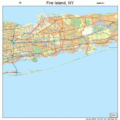 Large Street & Road Map of Fire Island, New York NY - Printed poster ...