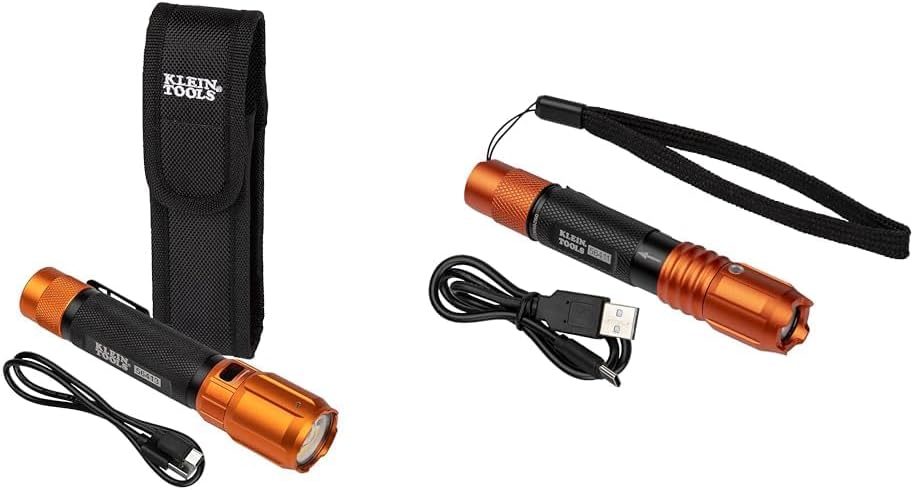 Klein Tools 56413 Rechargeable 2-Color LED Flashlight, Holster ...