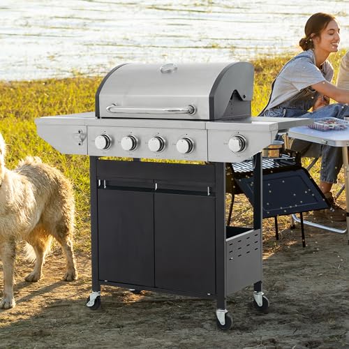 4-Burner Propane Grill Station With Side Burner, Countertop ...