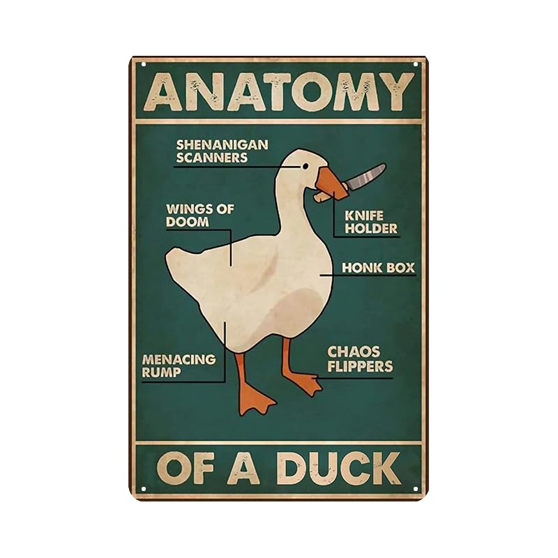 Amazon.com : YOYI ART Funny Metal Duck Knowledge Sign - Anatomy of a ...