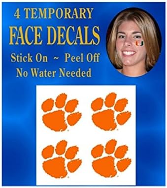 Clemson Tigers FACE Tattoos-Clemson FACE Decal Tattoos-4 Pack : Amazon ...