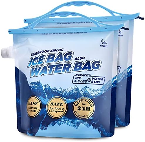 Amazon.com : TOURIT Reusable Ice Bag 2.5lb Ice Pack for Cooler ...
